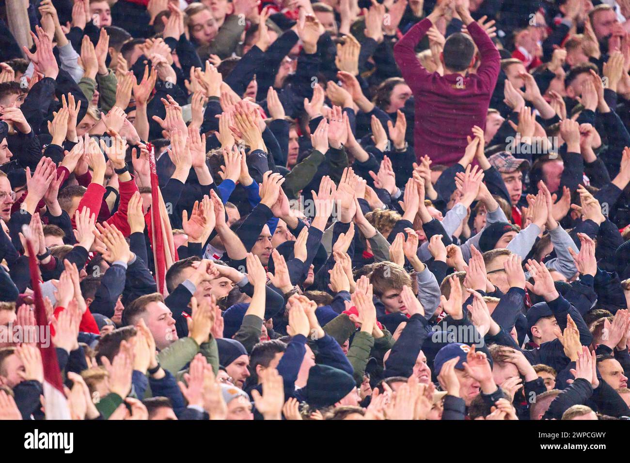 FCB fans celebrate their team in the round of 16 match FC BAYERN ...
