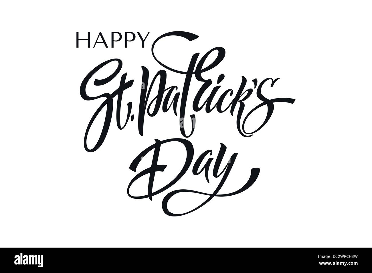 Happy Saint Patricks Day Handwritten Lettering Typography Hand Drawn