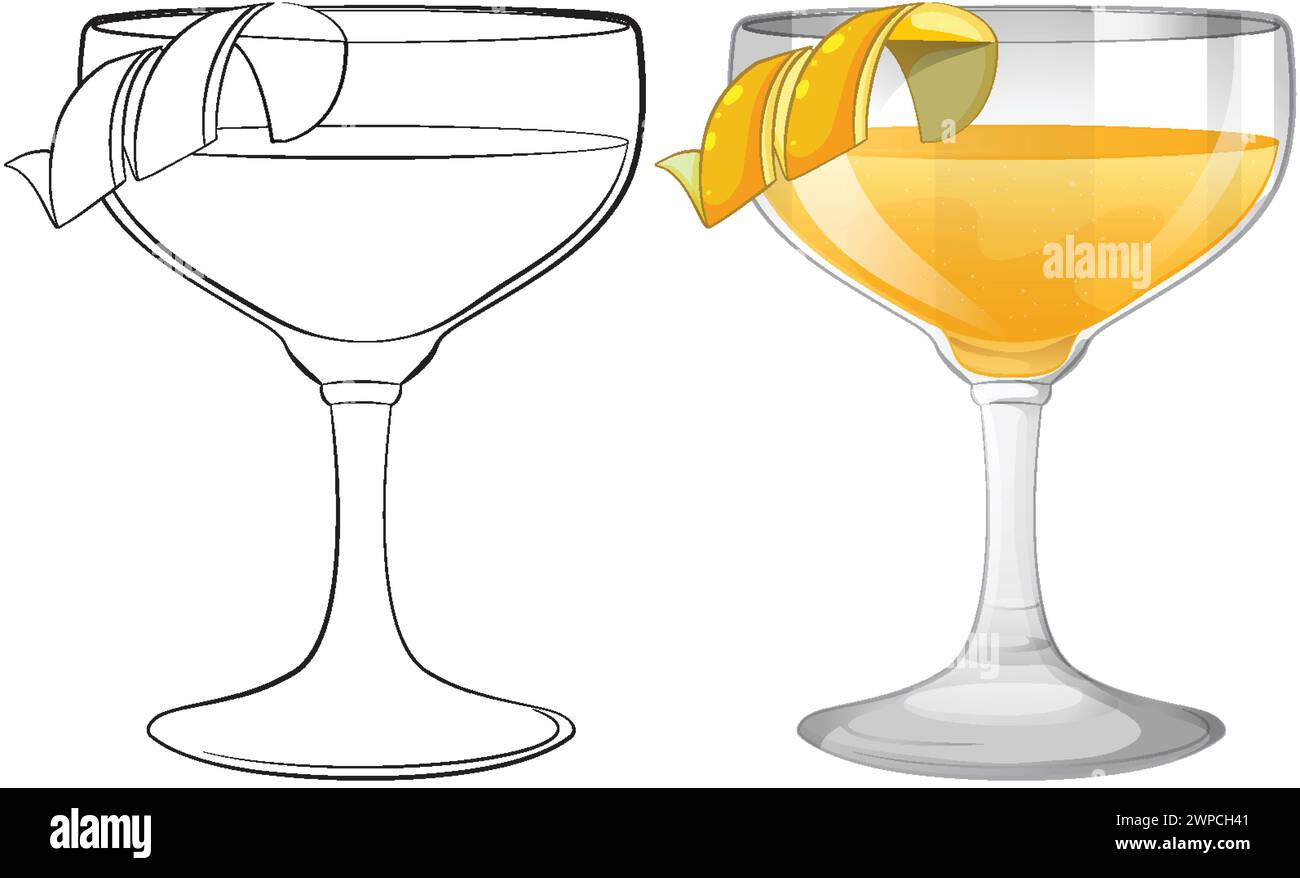 Vector illustration of a cocktail glass with lemon Stock Vector Image ...