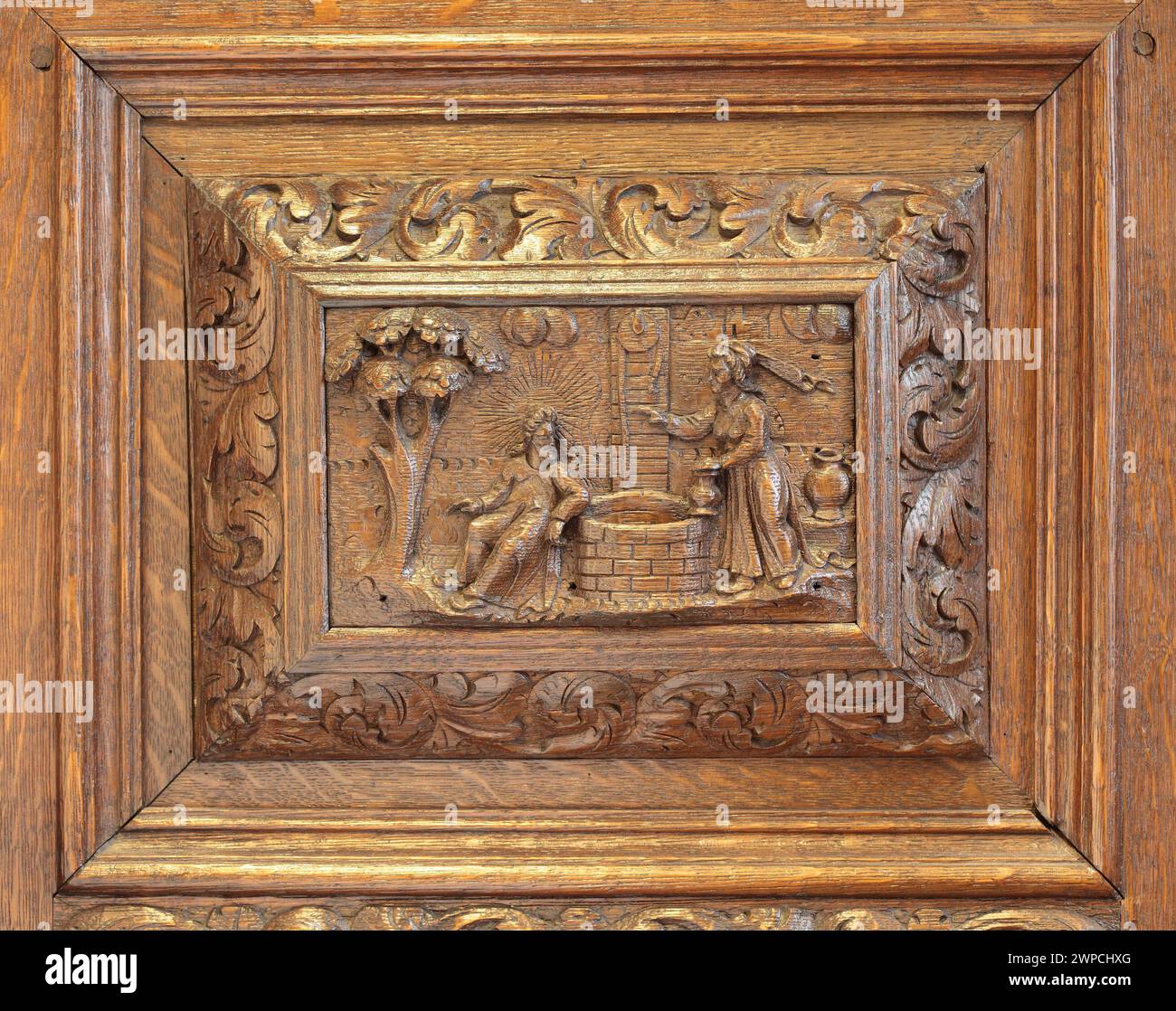 Cupboard panel (1620–1640) illustrating scenes from the New Testament ...