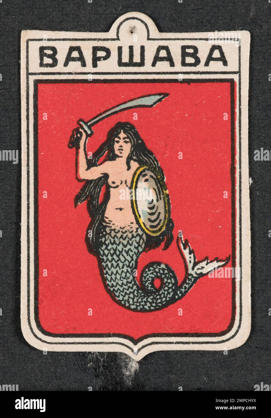 Occasional print showing the Warsaw Mermaid and text in Russian: Warsaw ...