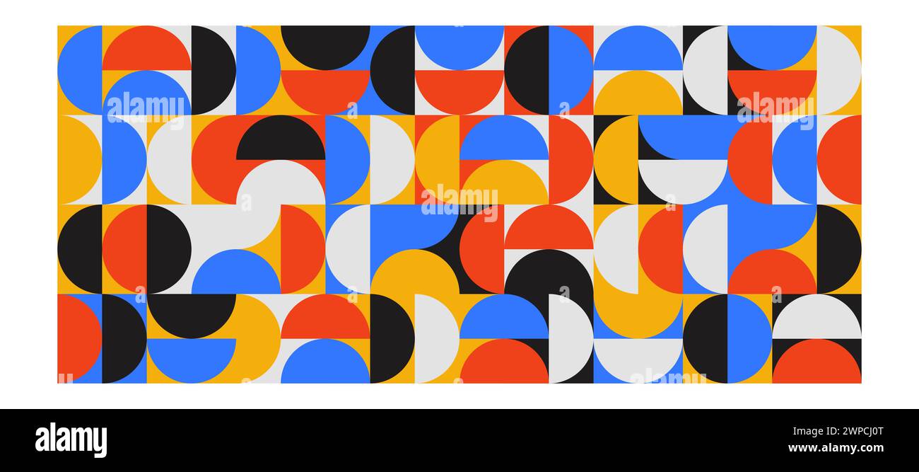 Bright semicircle seamless pattern. Abstract geometric half circle in ...