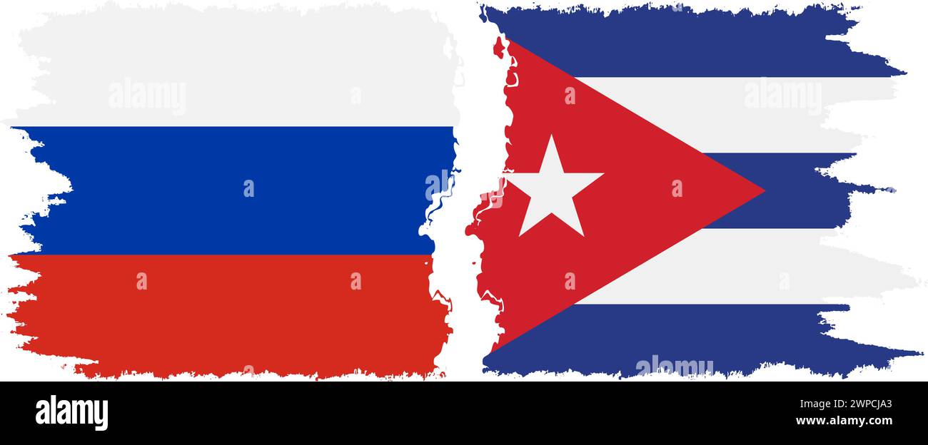 Cuba and Russia grunge flags connection, vector Stock Vector Image ...