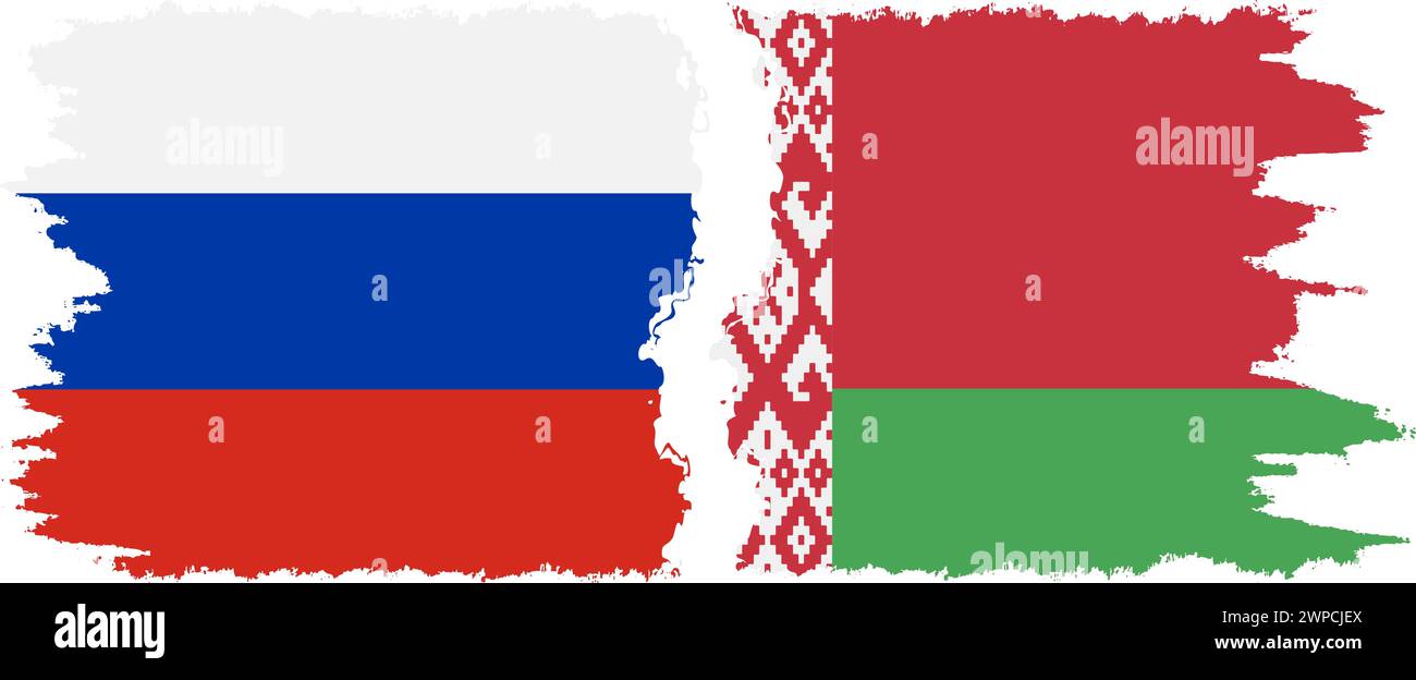 Belarusian and Russia grunge flags connection, vector Stock Vector ...
