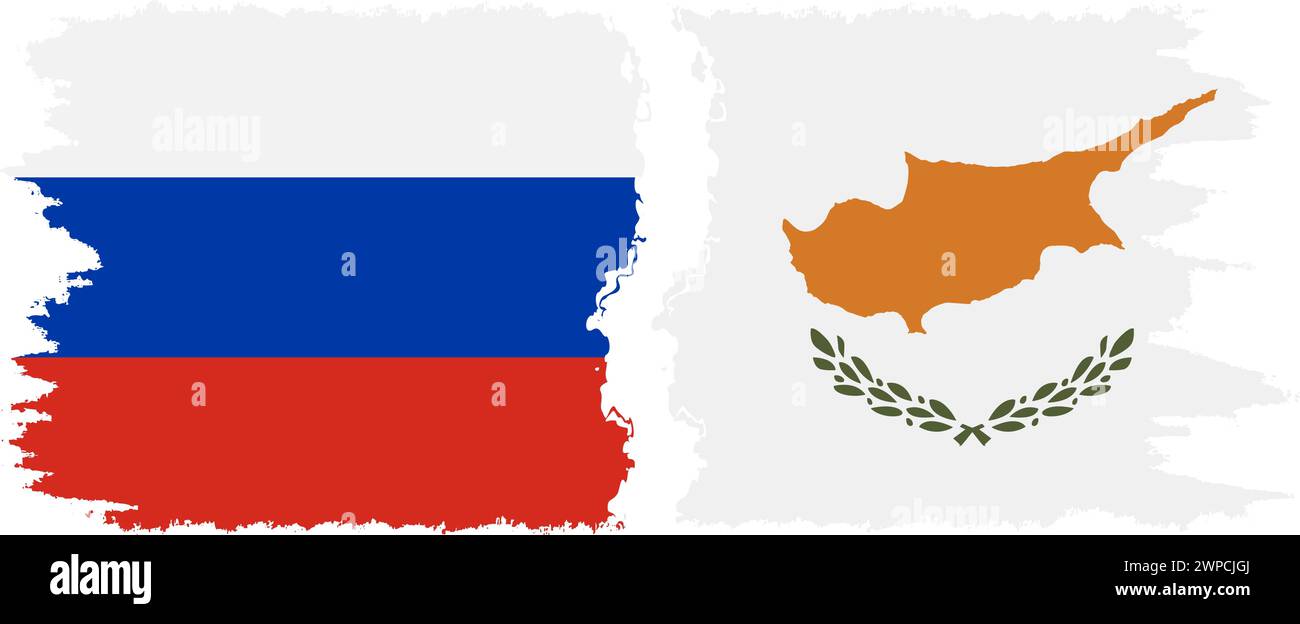 Cyprus and Russia grunge flags connection, vector Stock Vector Image ...