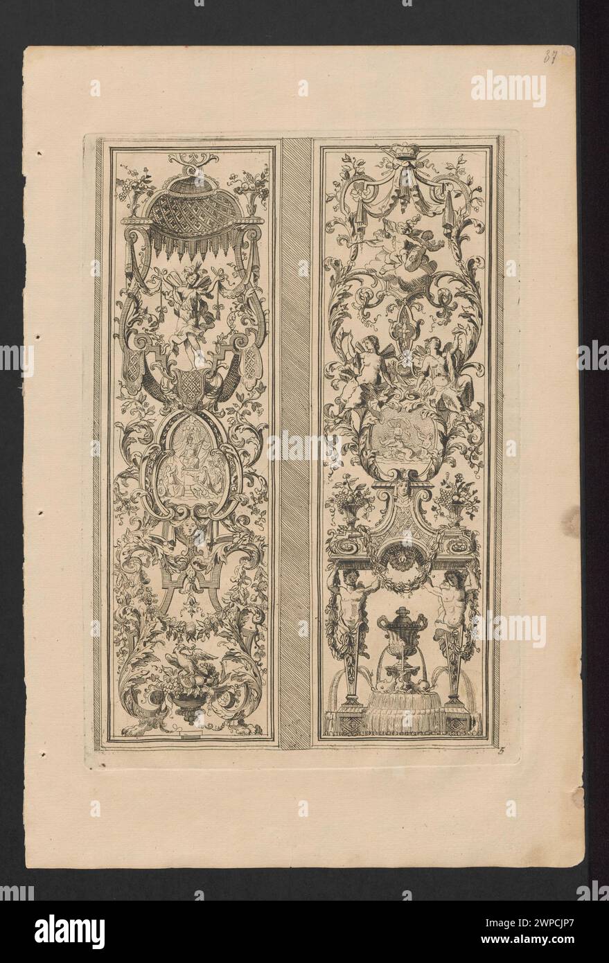 Two vertical ornament projects by Daniel Marot and an unknown artist ...