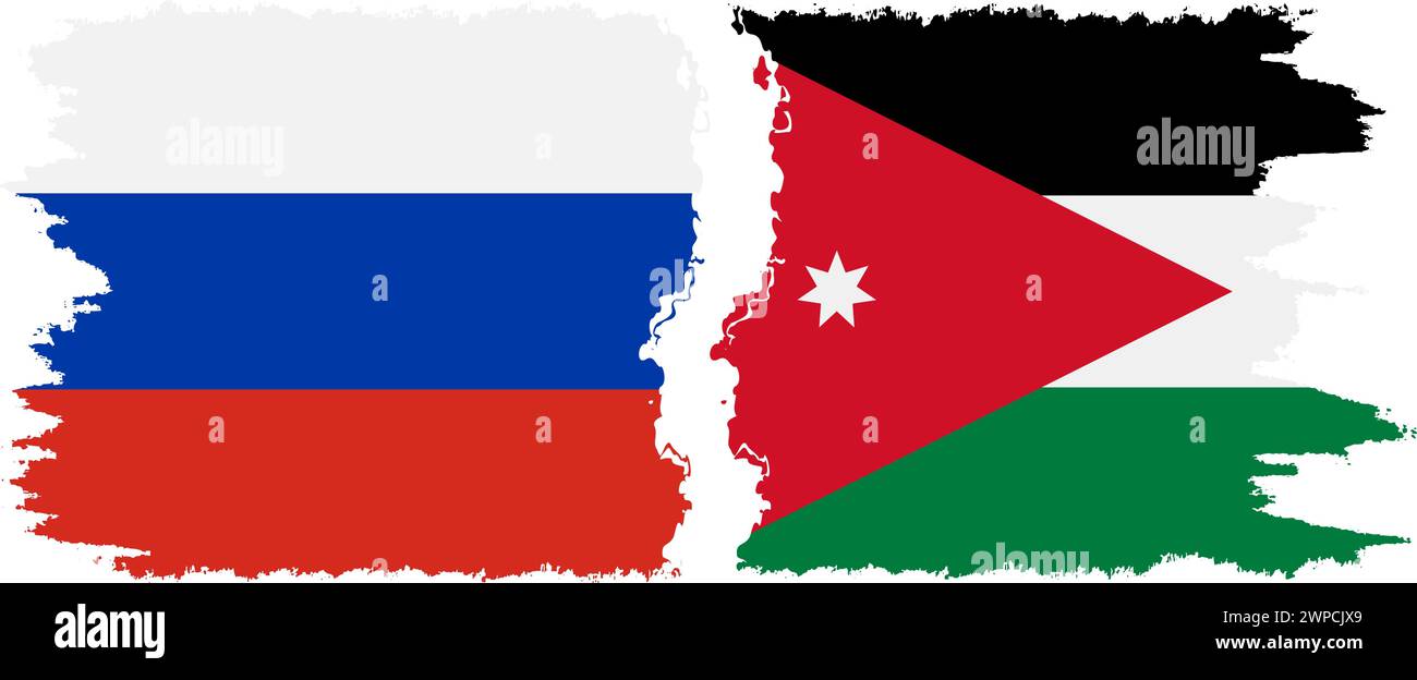 Jordan and Russia grunge flags connection, vector Stock Vector Image ...
