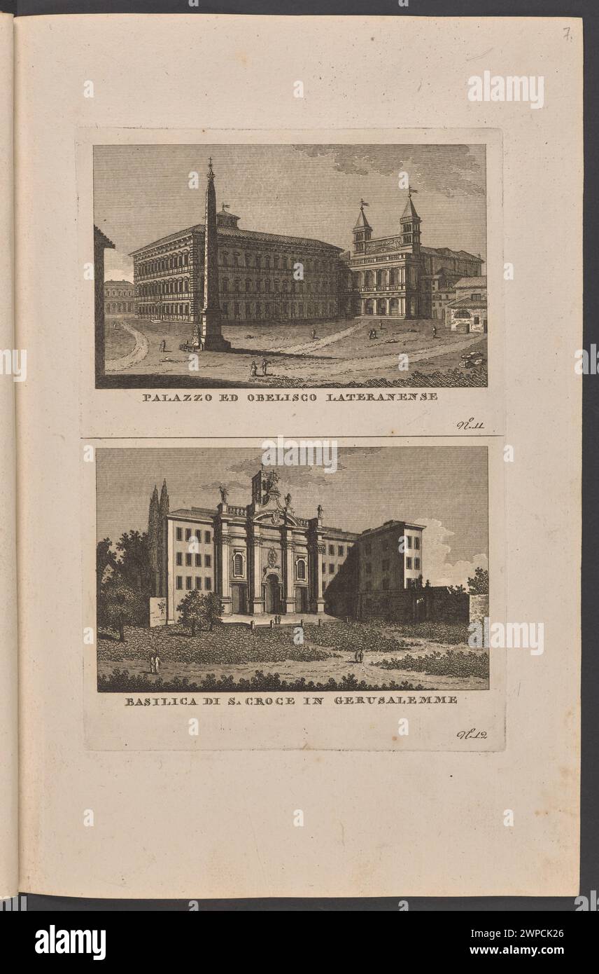 Two views showing the Lateran Palace with Obelisk and the Basilica of ...