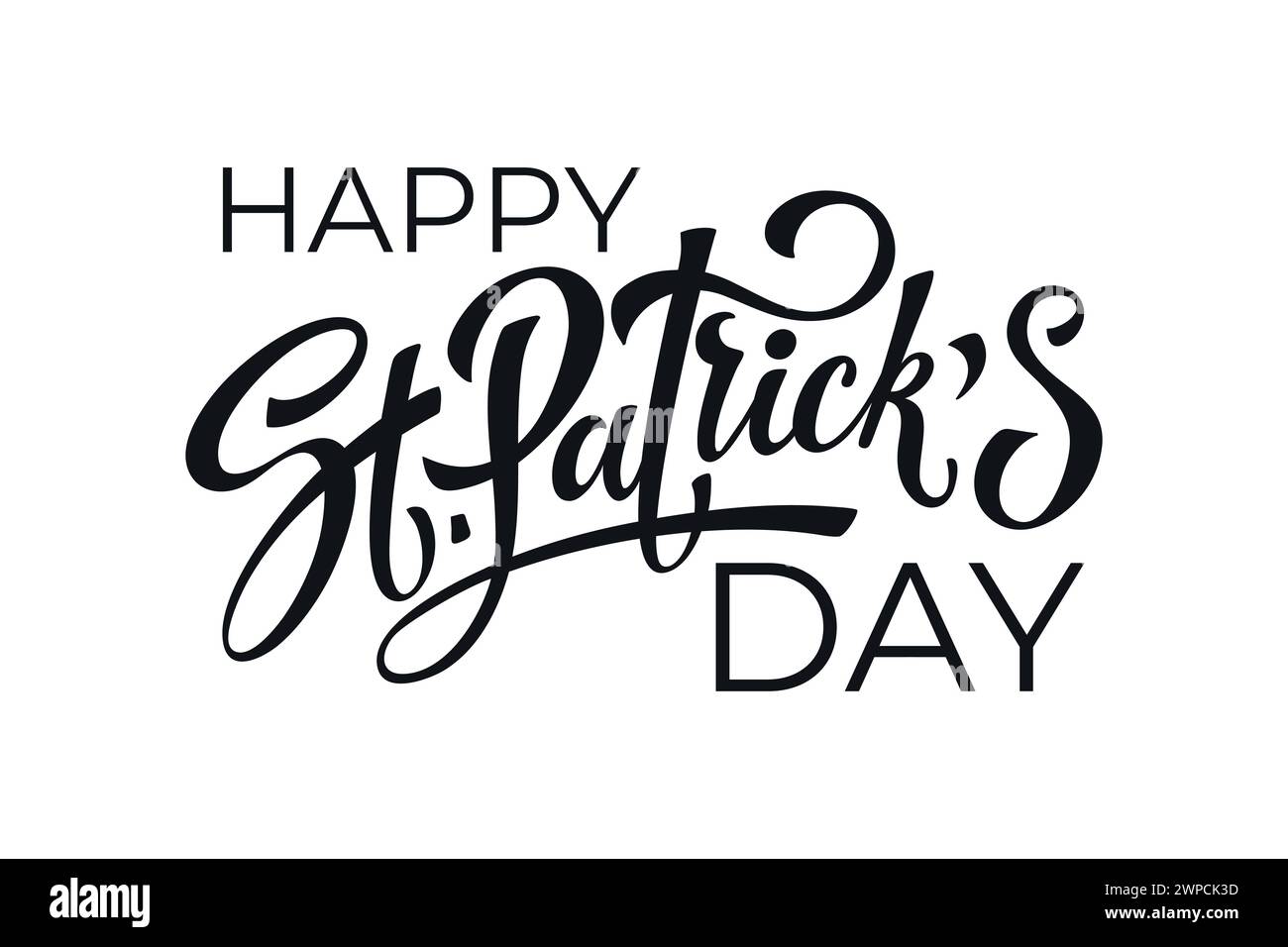 Happy Saint Patricks Day Handwritten Lettering Typography Hand Drawn