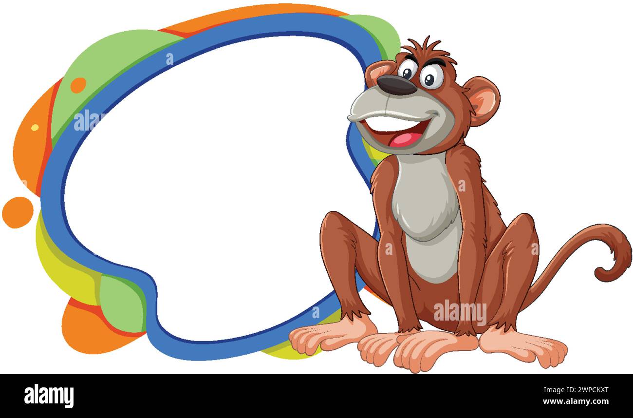 Vector illustration of a happy monkey with a speech bubble Stock Vector ...