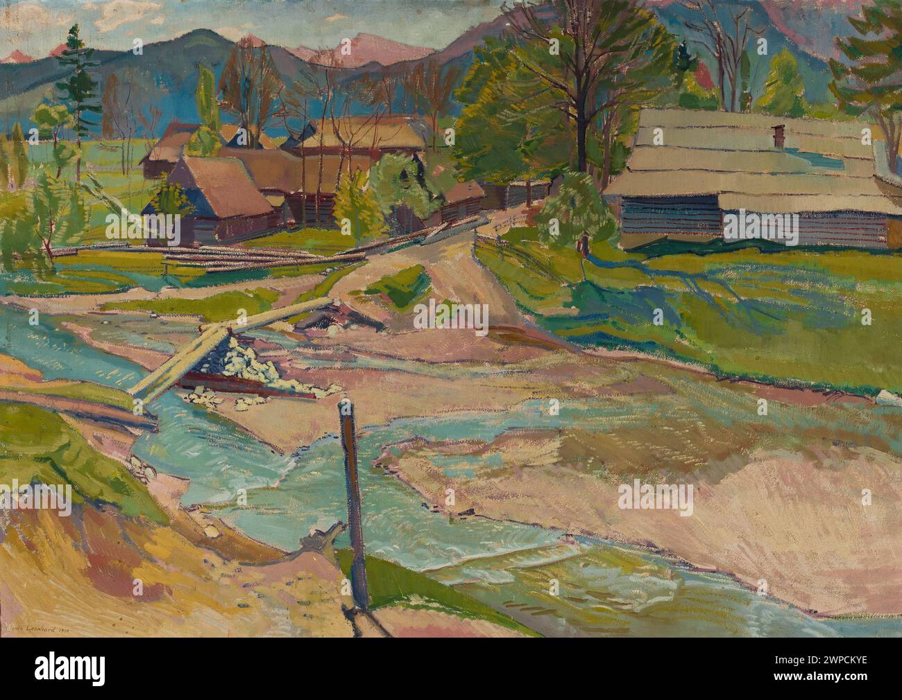 Road through the village Podgórsk; Leonhard, Witold (1890-1947); 1920 ...