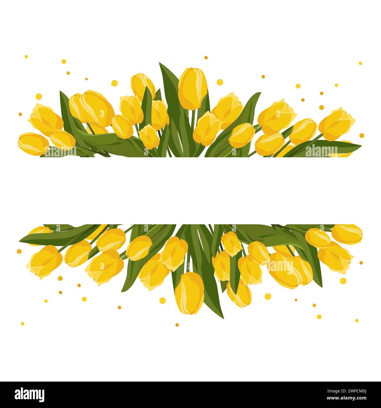 Spring rectangular frame with yellow tulips for words and text. Vector ...