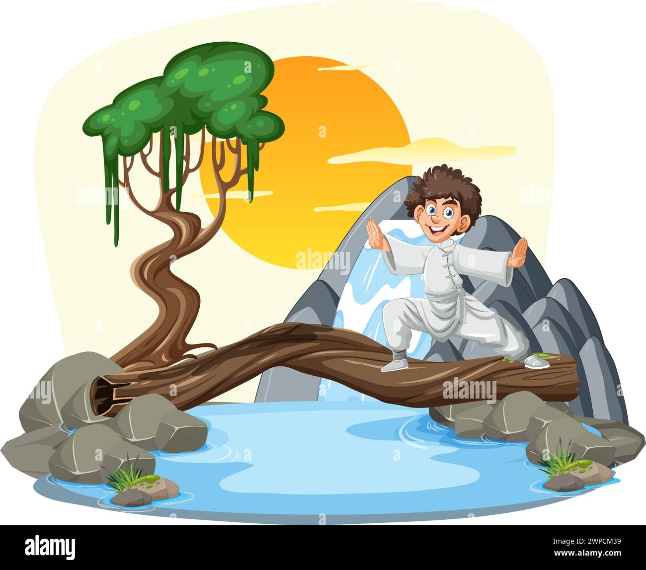 Log crossing stream Stock Vector Images - Alamy