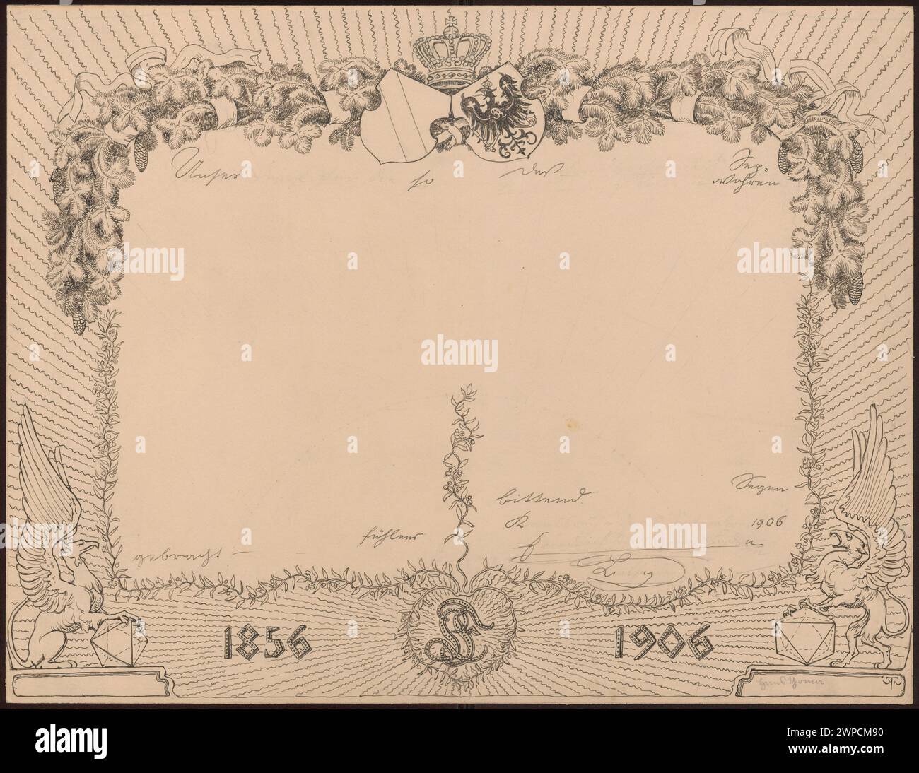 Vignette project by Hans Thoma in 1906, featuring griffins, heraldic ...