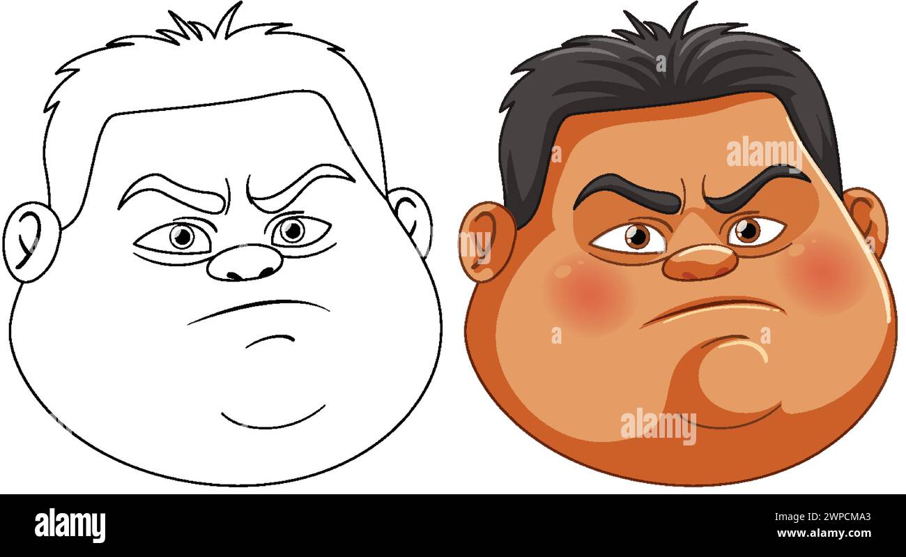 Two cartoon faces with angry expressions, vector art Stock Vector Image ...