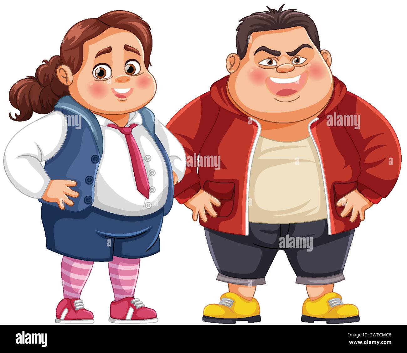 Two cartoon children standing together, smiling Stock Vector Image ...
