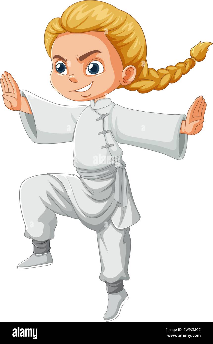 Cartoon of a girl in martial arts stance Stock Vector Image & Art - Alamy