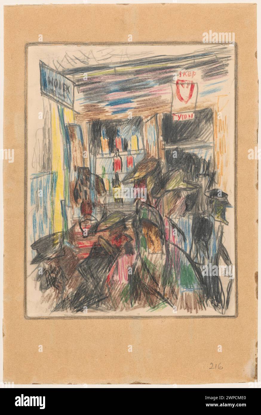 The artwork 'The Third Market' by Osostowicz (1934–1937) depicts a ...