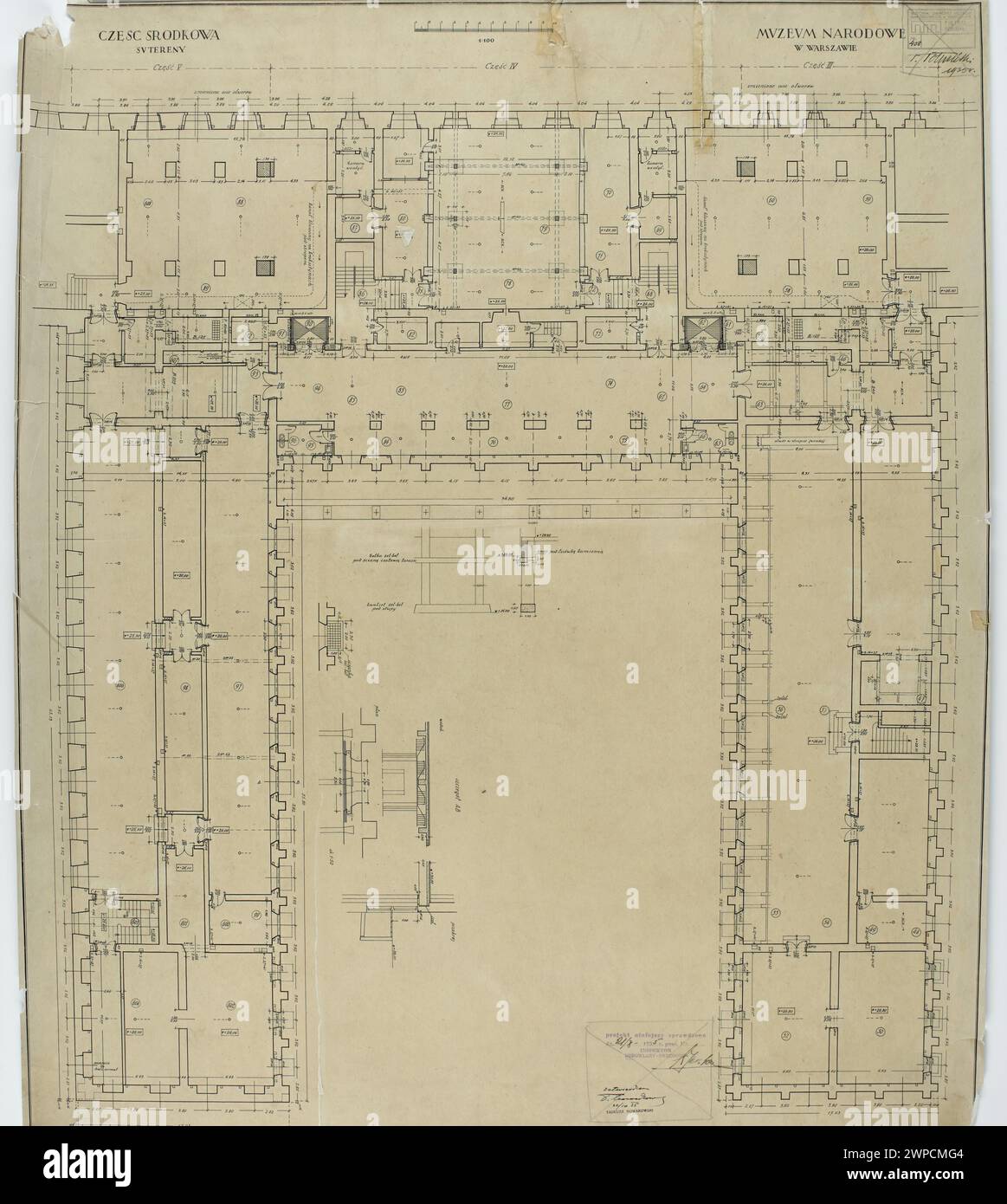 Architectural drawing No. 408 of the Warsaw National Museum by Tadeusz ...