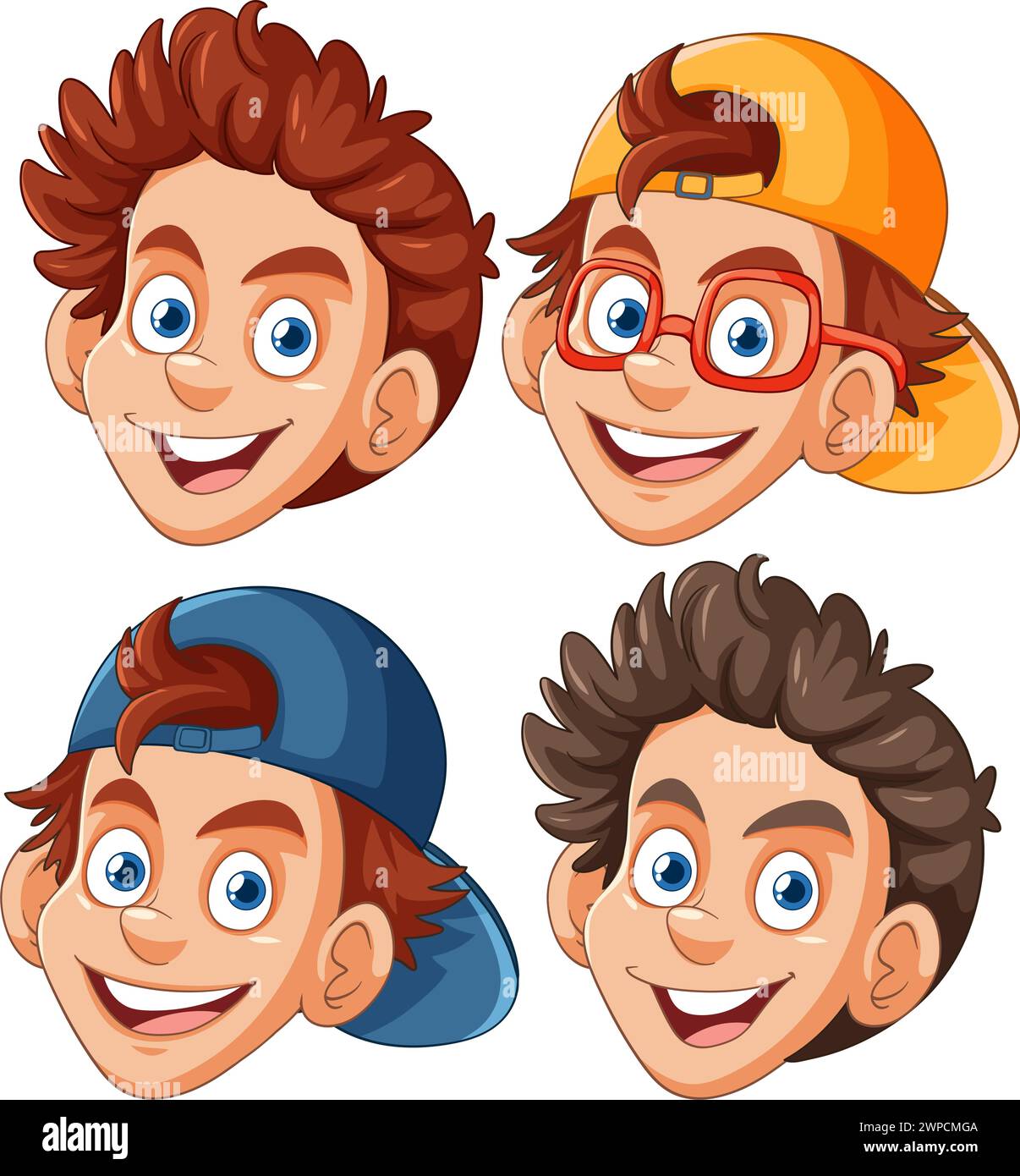 Four stylized illustrations of a cheerful boy Stock Vector Image & Art ...