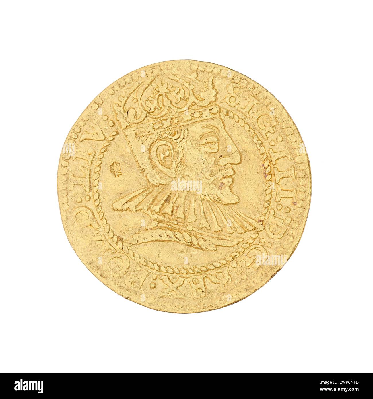 A gold ducat coin from Riga minted in 1588 under King Zygmunt III Waza ...