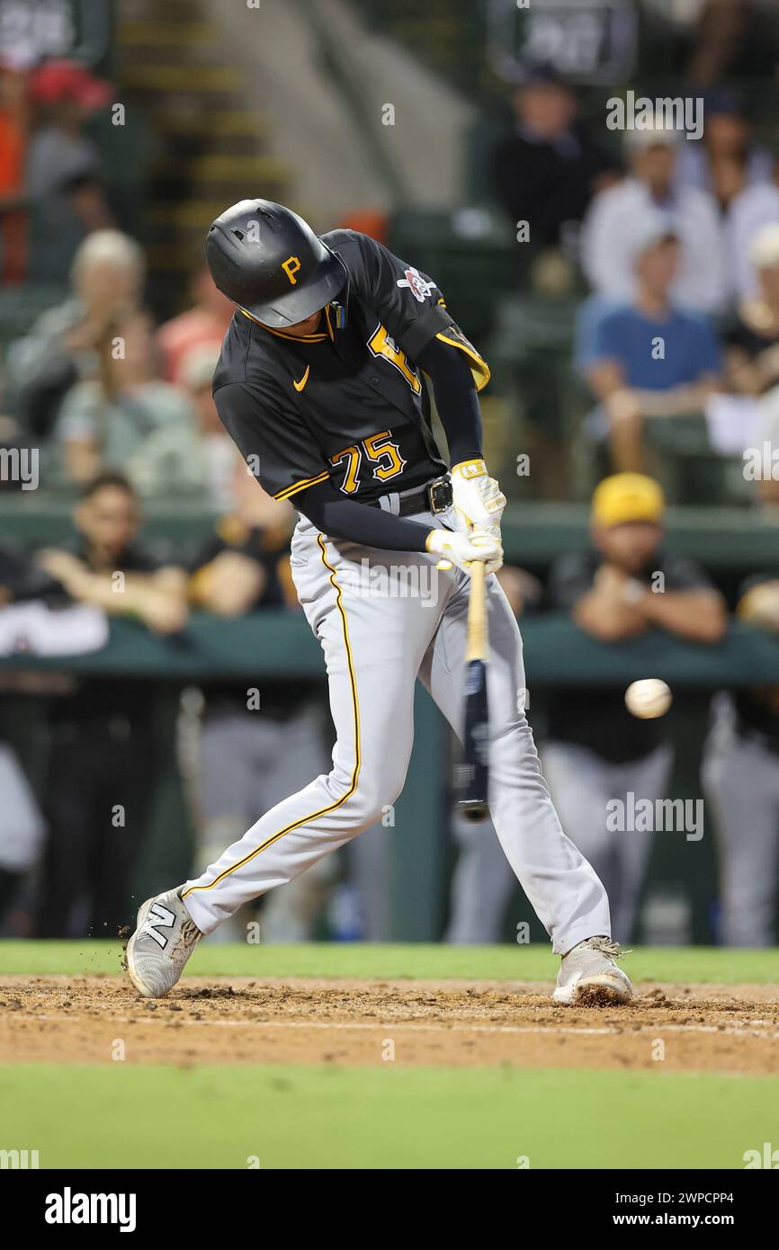 Sarasota FL USA; Pittsburgh Pirates shortstop Alika Williams (75) fouls ...