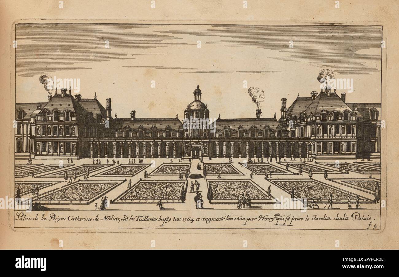 A depiction of Les Tuileries Palace gardens built in 1564 and modified ...