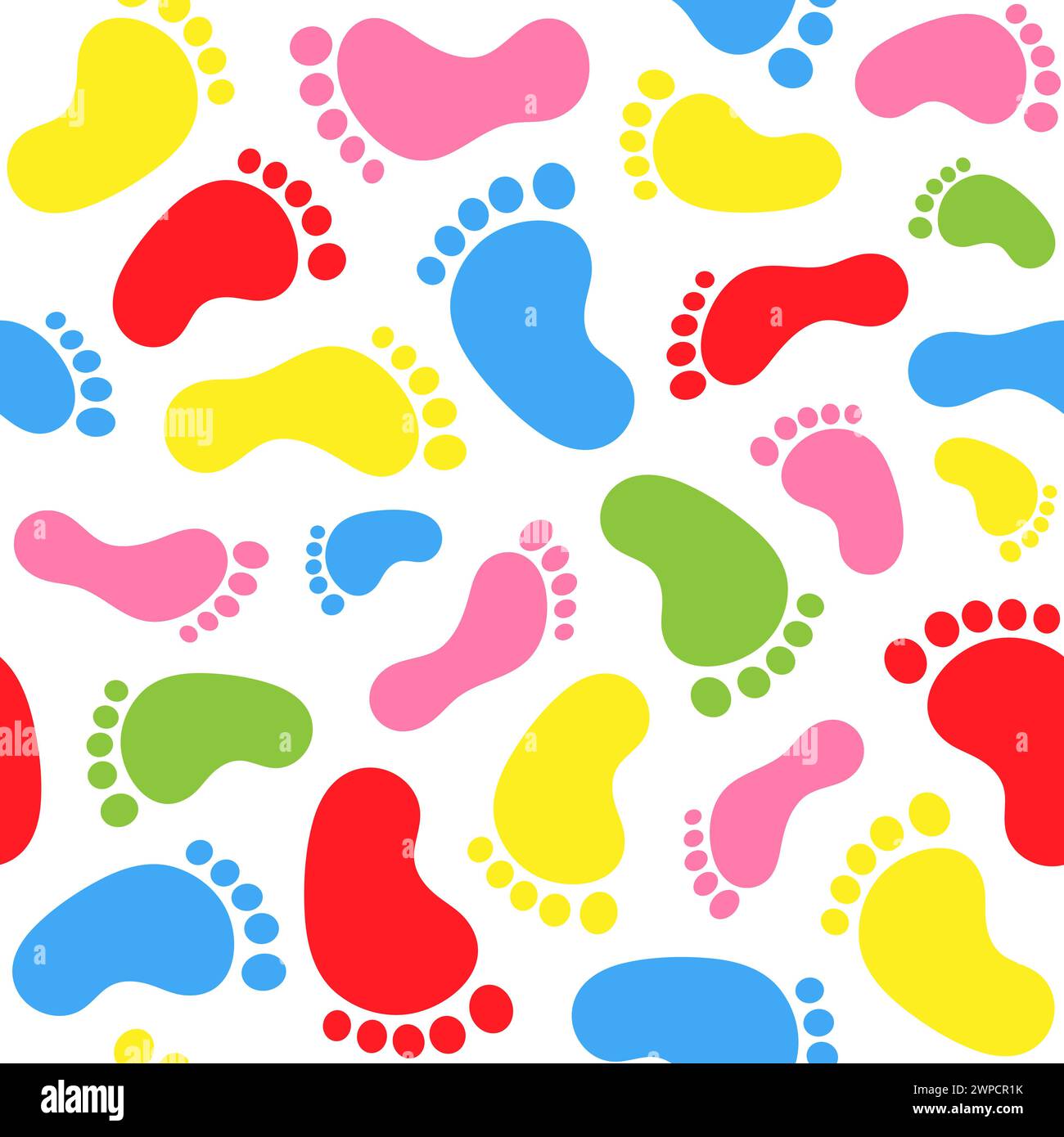 Seamless pattern with human footprints. People feet symbol vector ...
