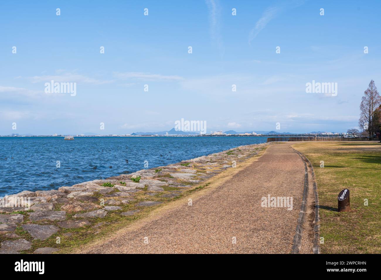 Lake Biwa lakeshore trail in Otsu City. Shiga Prefecture, Japan Stock ...