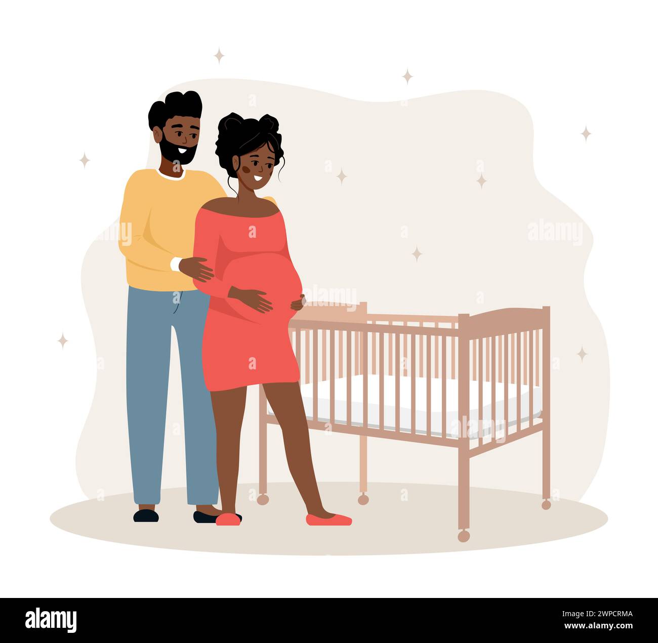 Portrait of baby in crib Stock Vector Images - Alamy