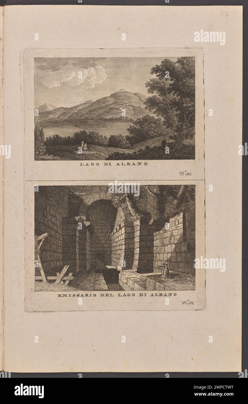 Card showing two views: Lago di Albano, a volcanic lake in Italy, and ...