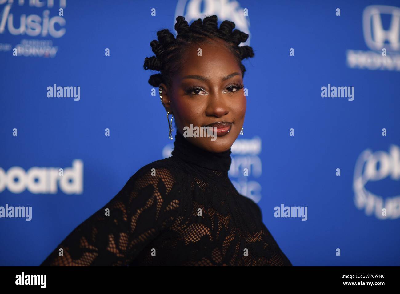 Tems arrives at the Billboard Women in Music Awards on Wednesday, March ...