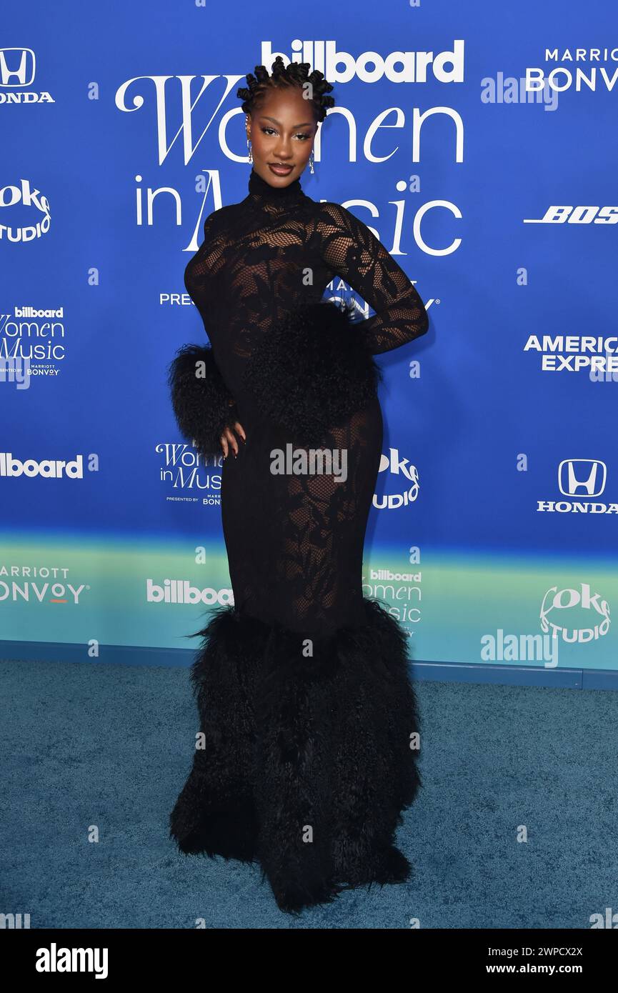 Tems arrives at the Billboard Women in Music Awards on Wednesday, March ...