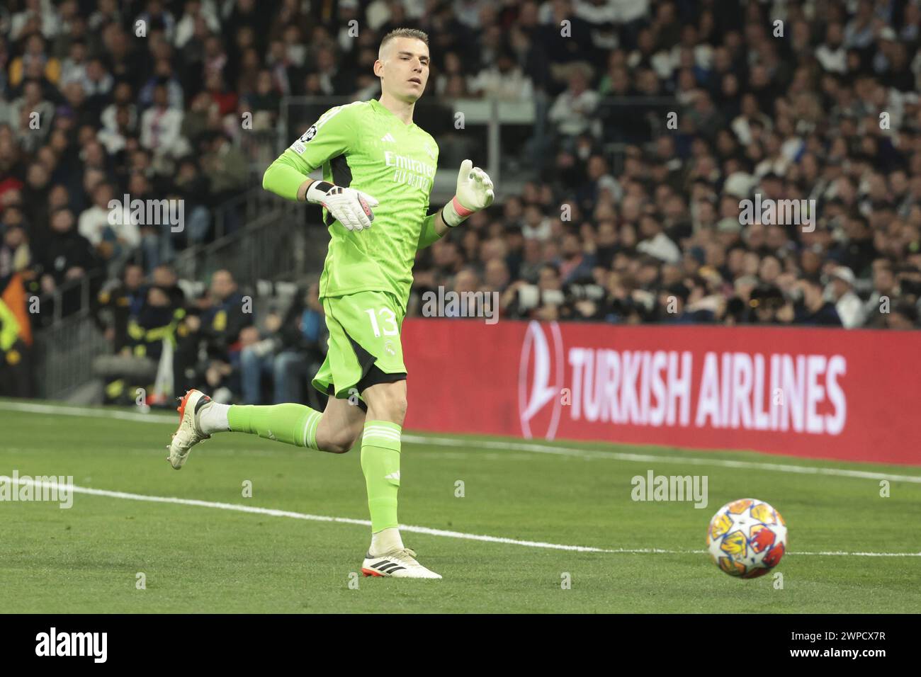 Goalkeeper of Real Madrid Andriy Lunin during the UEFA Champions League ...