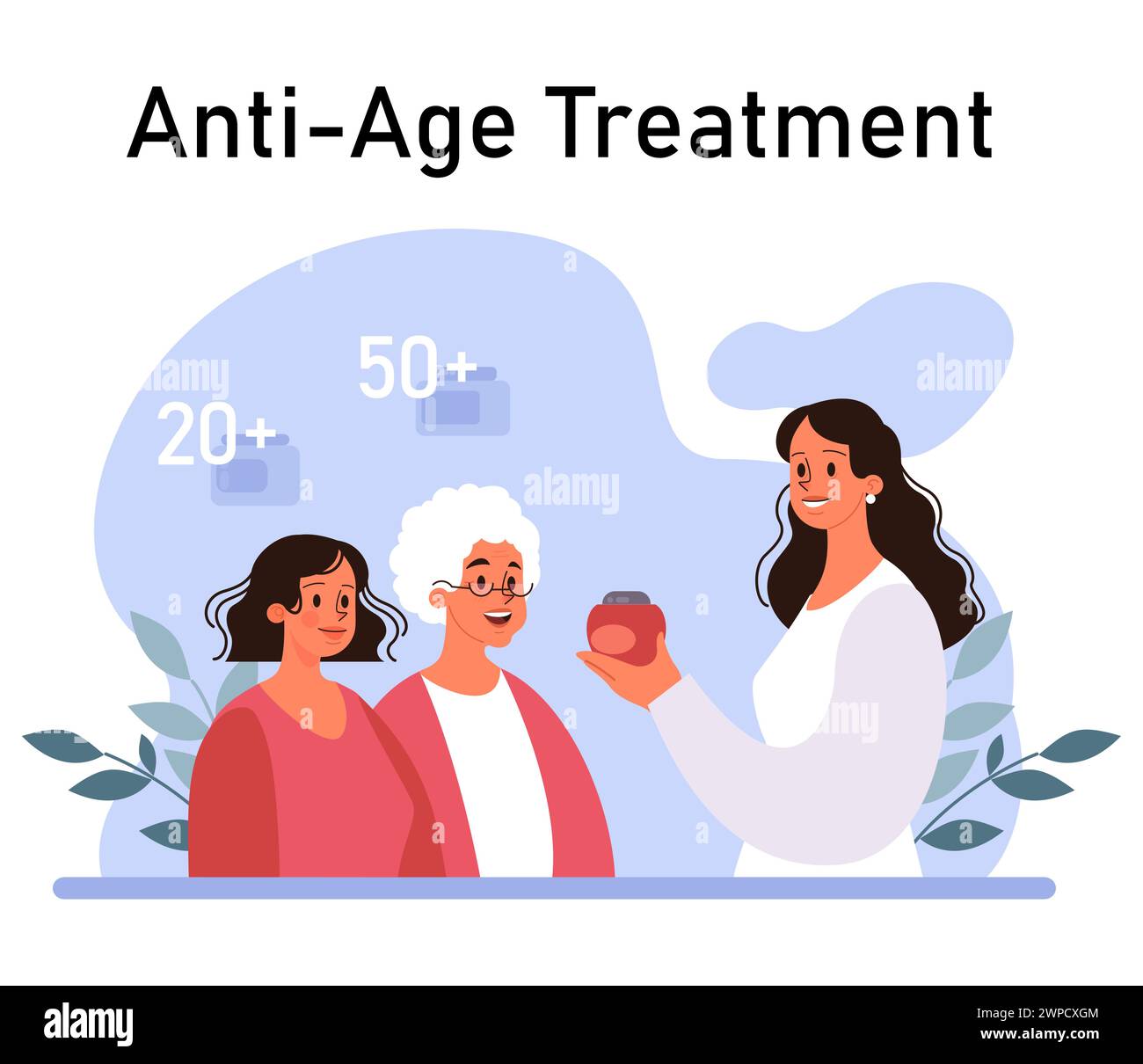 Skincare routine. Facial skin cosmetic products applying and ...