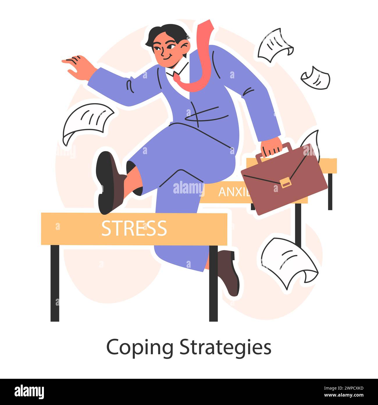 Businessman managing stress and anxiety using coping strategies ...