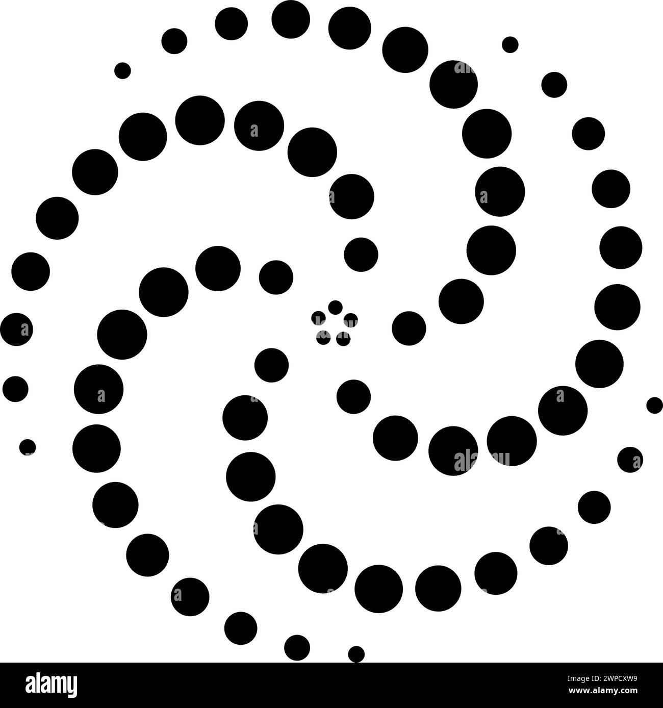 Dotted gradient round spiral icon. Halftone effect vortex circle shape ...