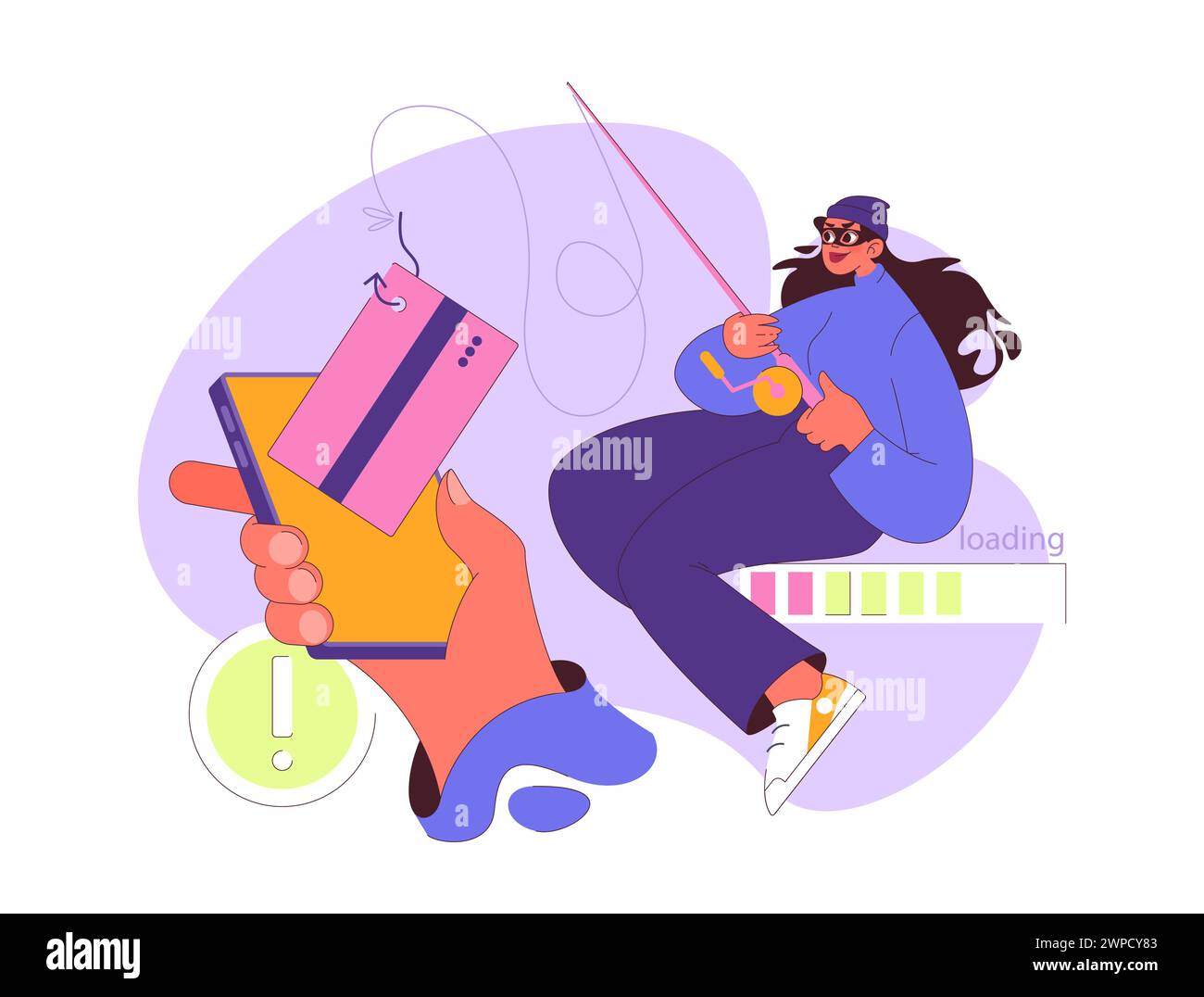 Phishing concept. Deceptive hacker baits an unsuspecting user's phone ...