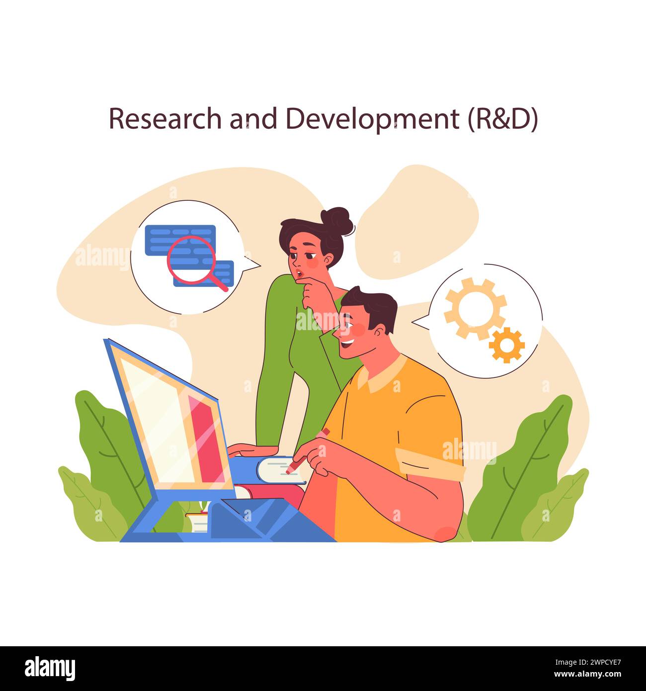 Innovation cycle. Generation of a creative idea or business solution ...