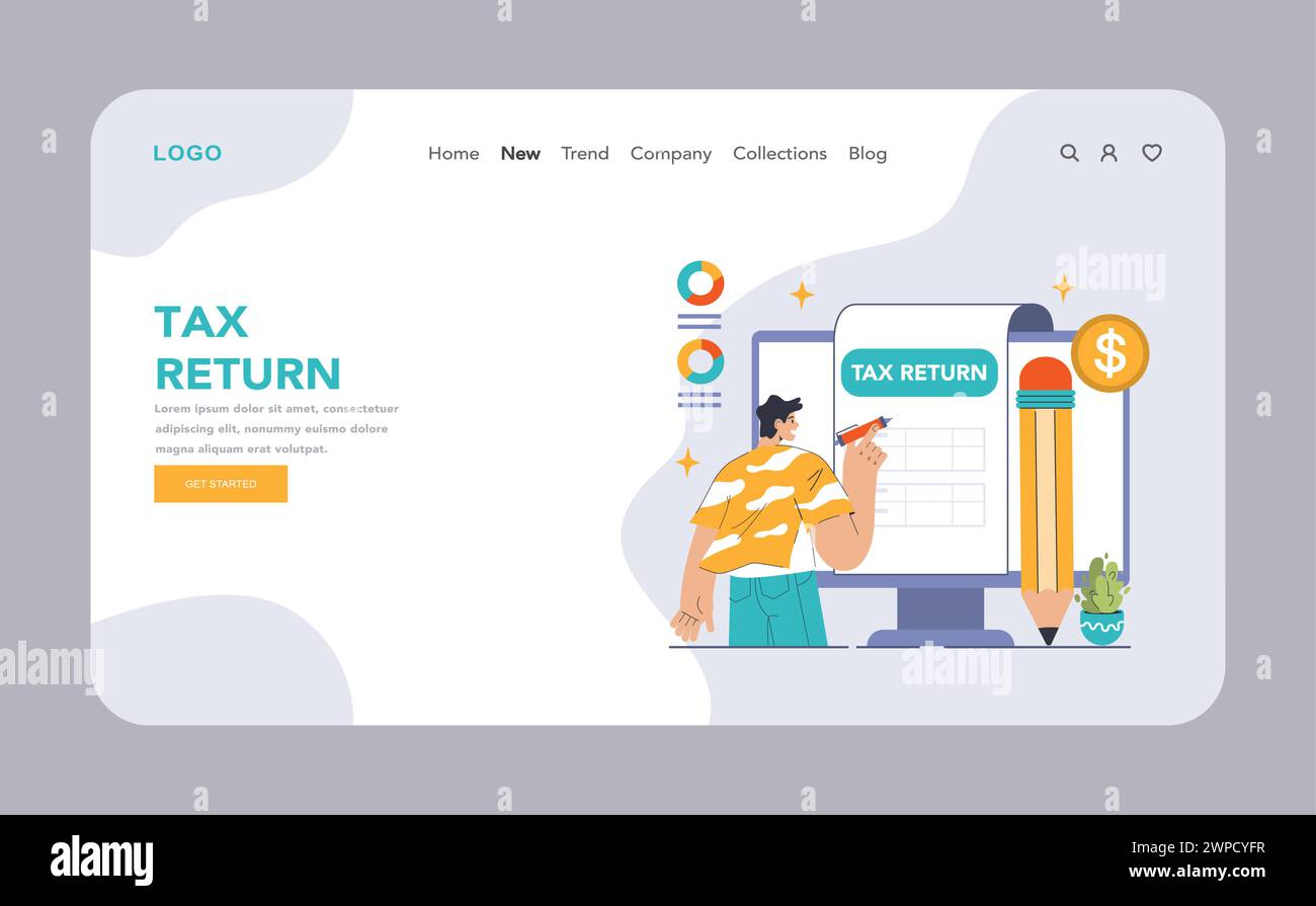 Tax optimization web banner or landing page. Financial efficiency ...