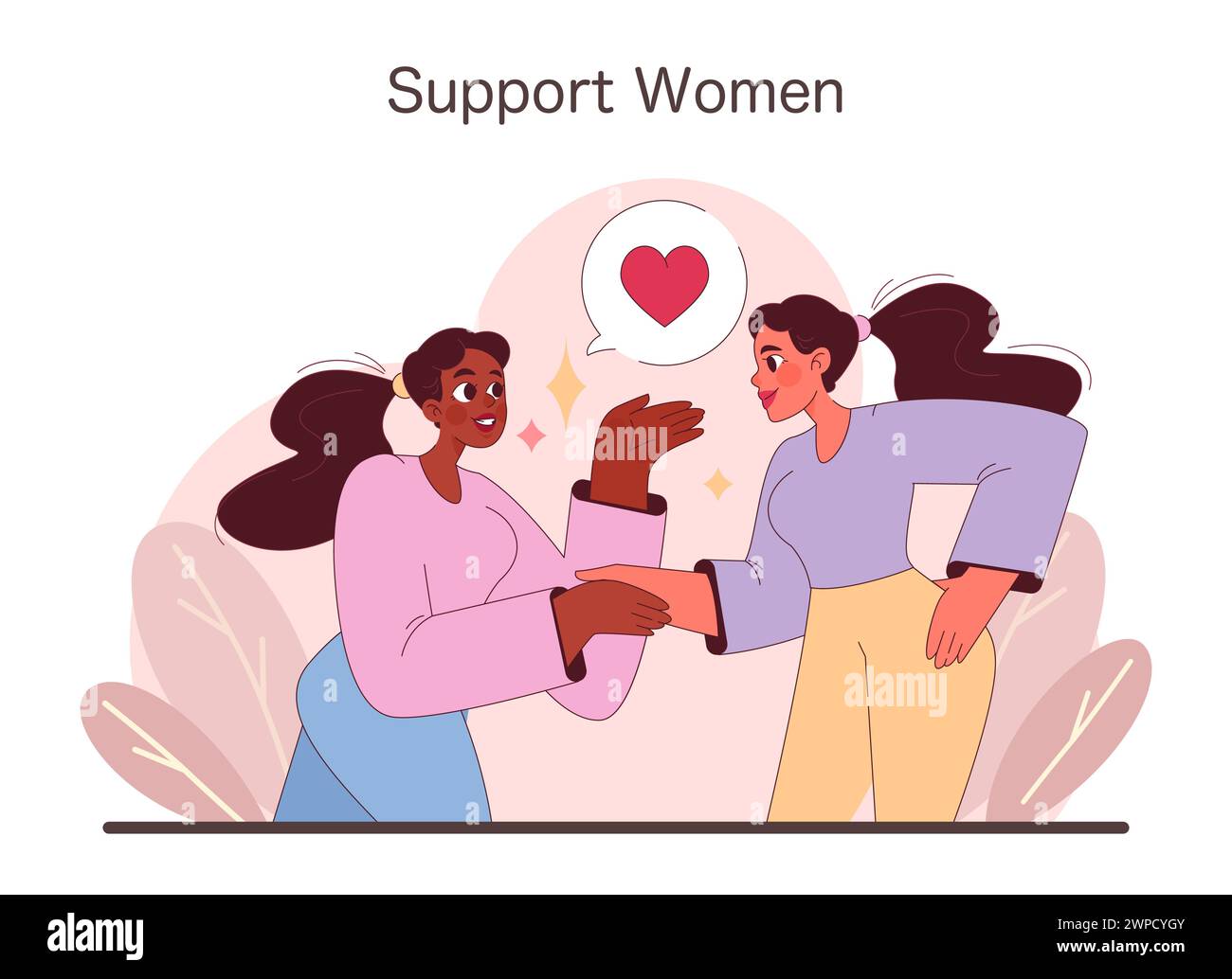 Two diverse women share a moment of mutual support, symbolized by a ...