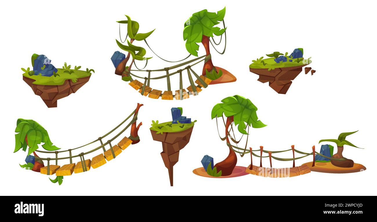 Game level map ui design asset kit - floating ground platform with ...