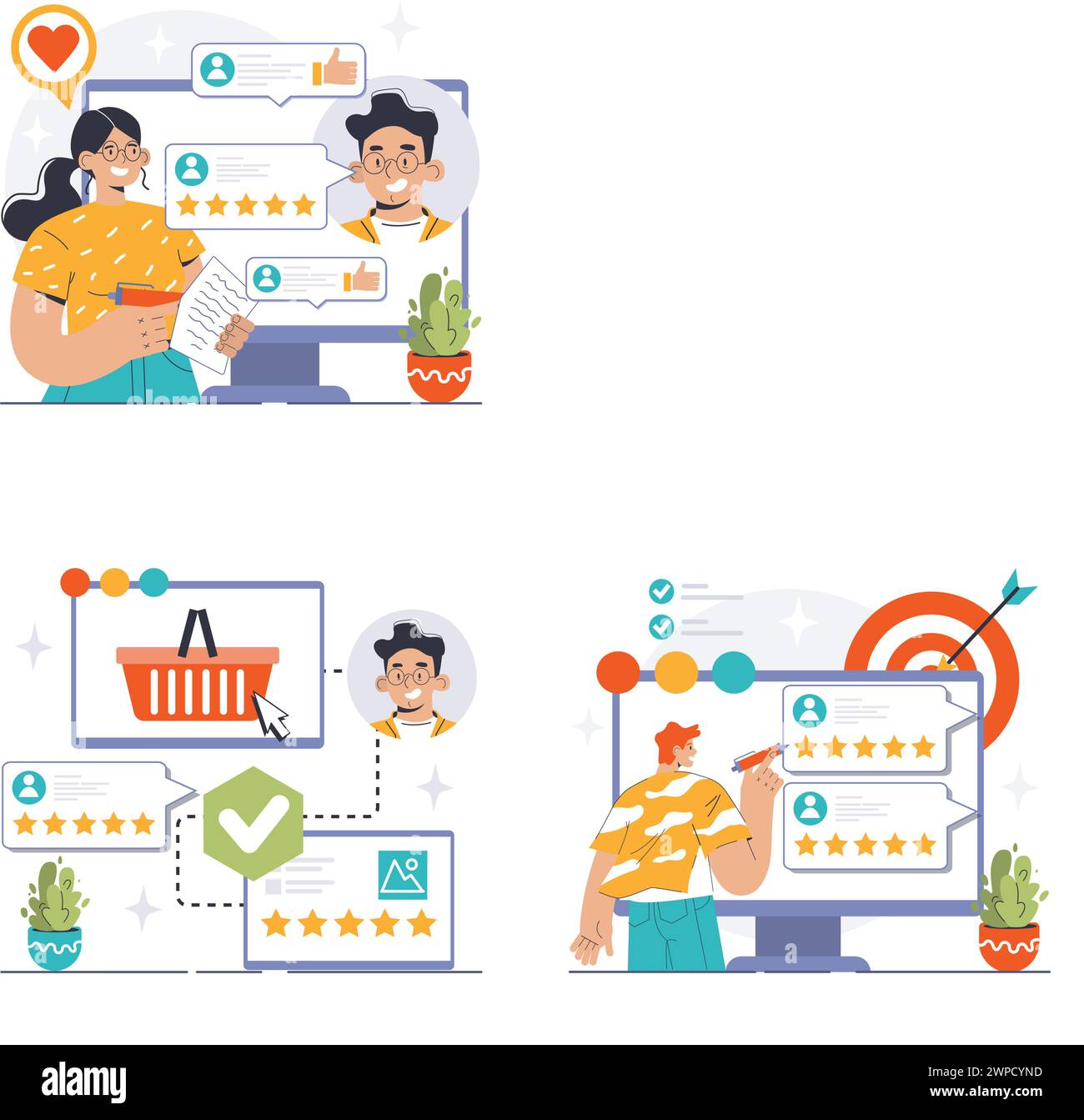 Customer feedback. Consumer reviews public exchange. Sharing assessment ...