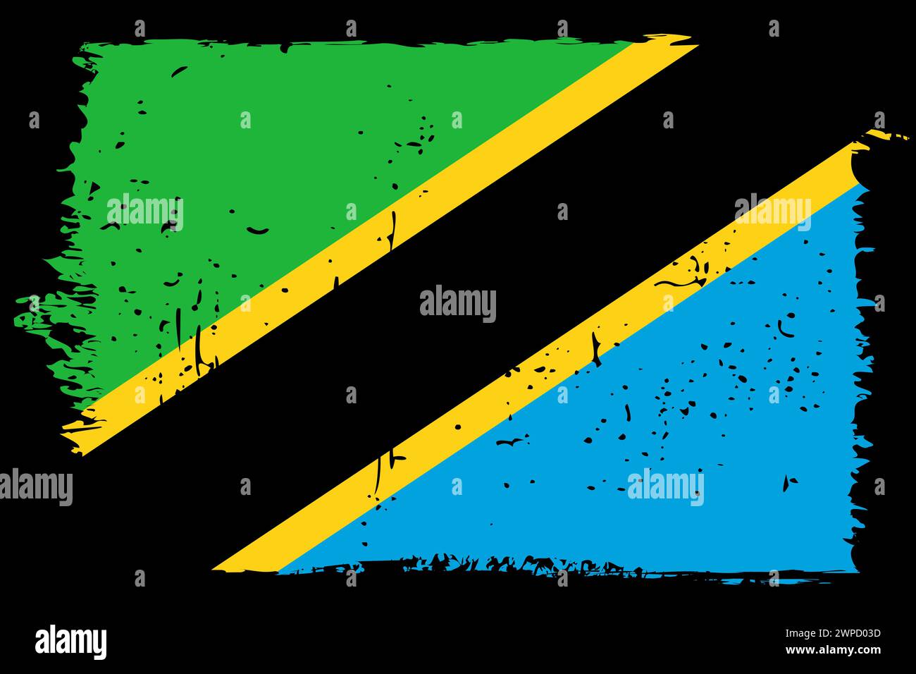 Tanzania flag - vector flag with stylish scratch effect and black ...