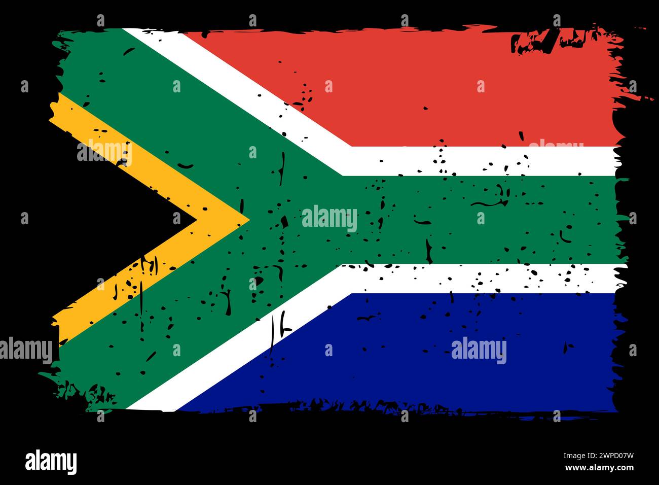 South Africa flag - vector flag with stylish scratch effect and black ...
