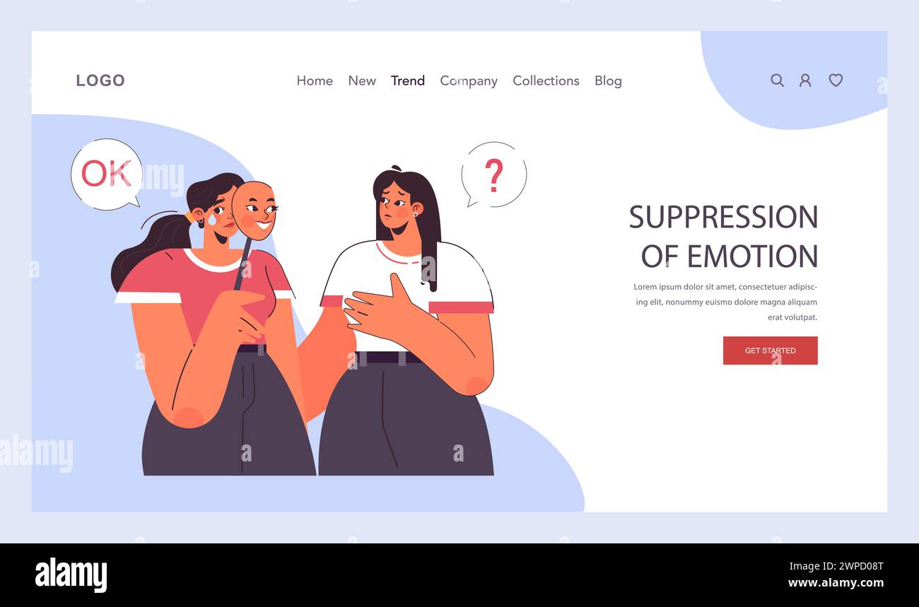 Anxiety web banner or landing page. Character mental health issues ...