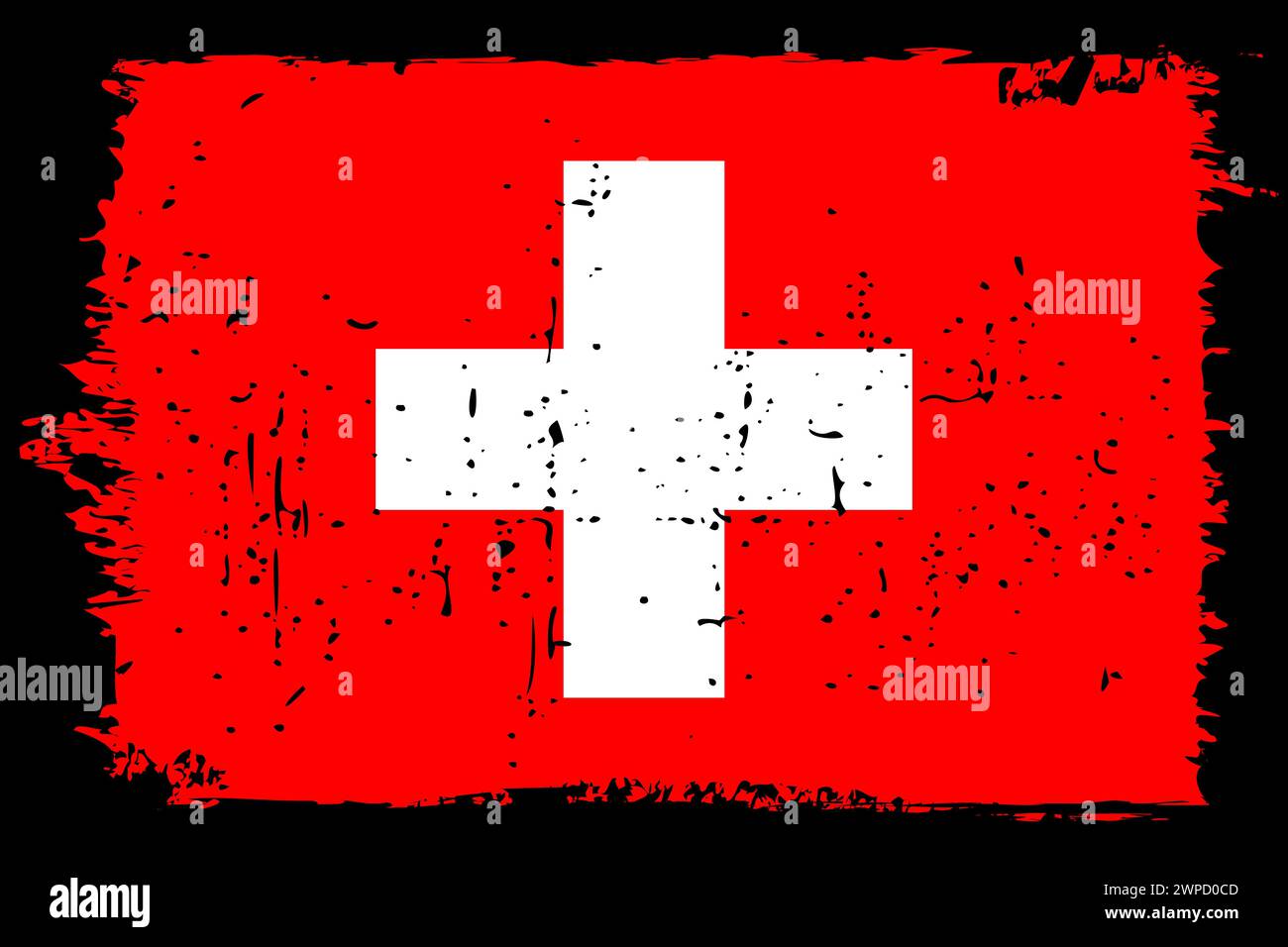 Switzerland flag - vector flag with stylish scratch effect and black ...