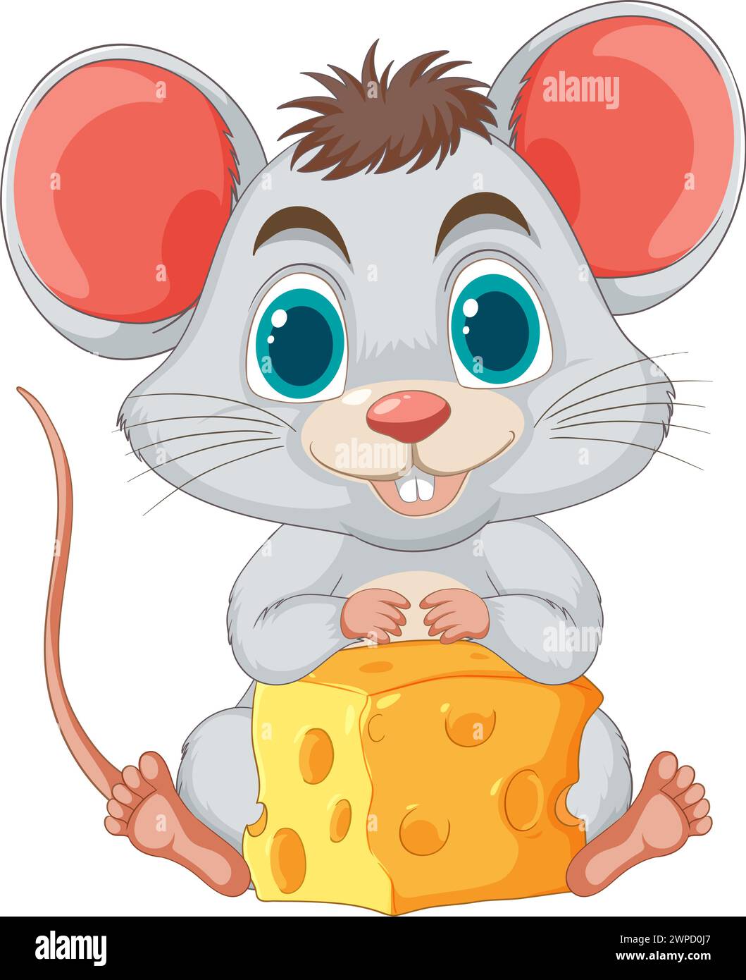 Adorable cartoon mouse holding a large cheese block Stock Vector Image ...