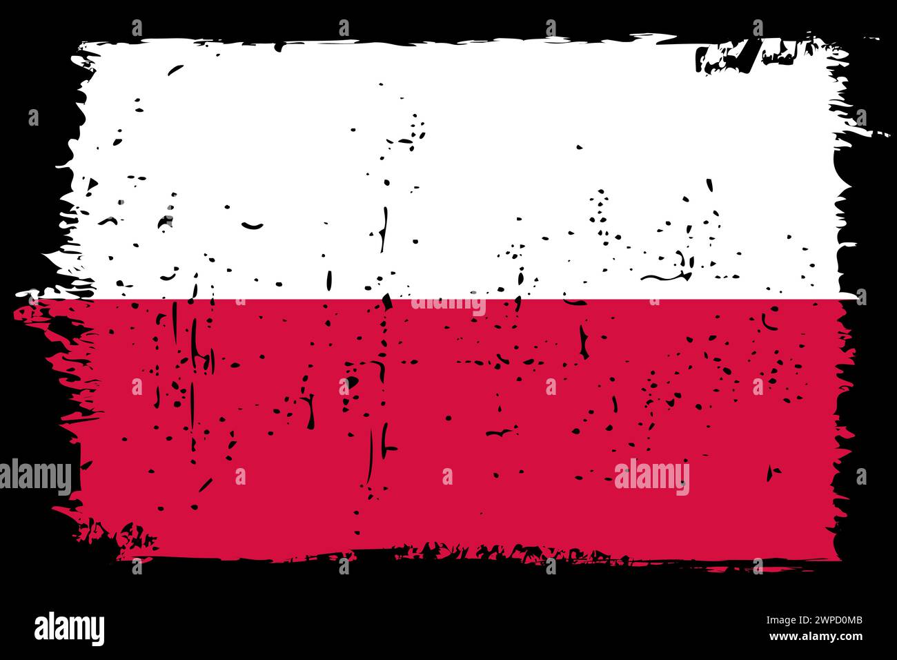 Poland flag - vector flag with stylish scratch effect and black grunge ...