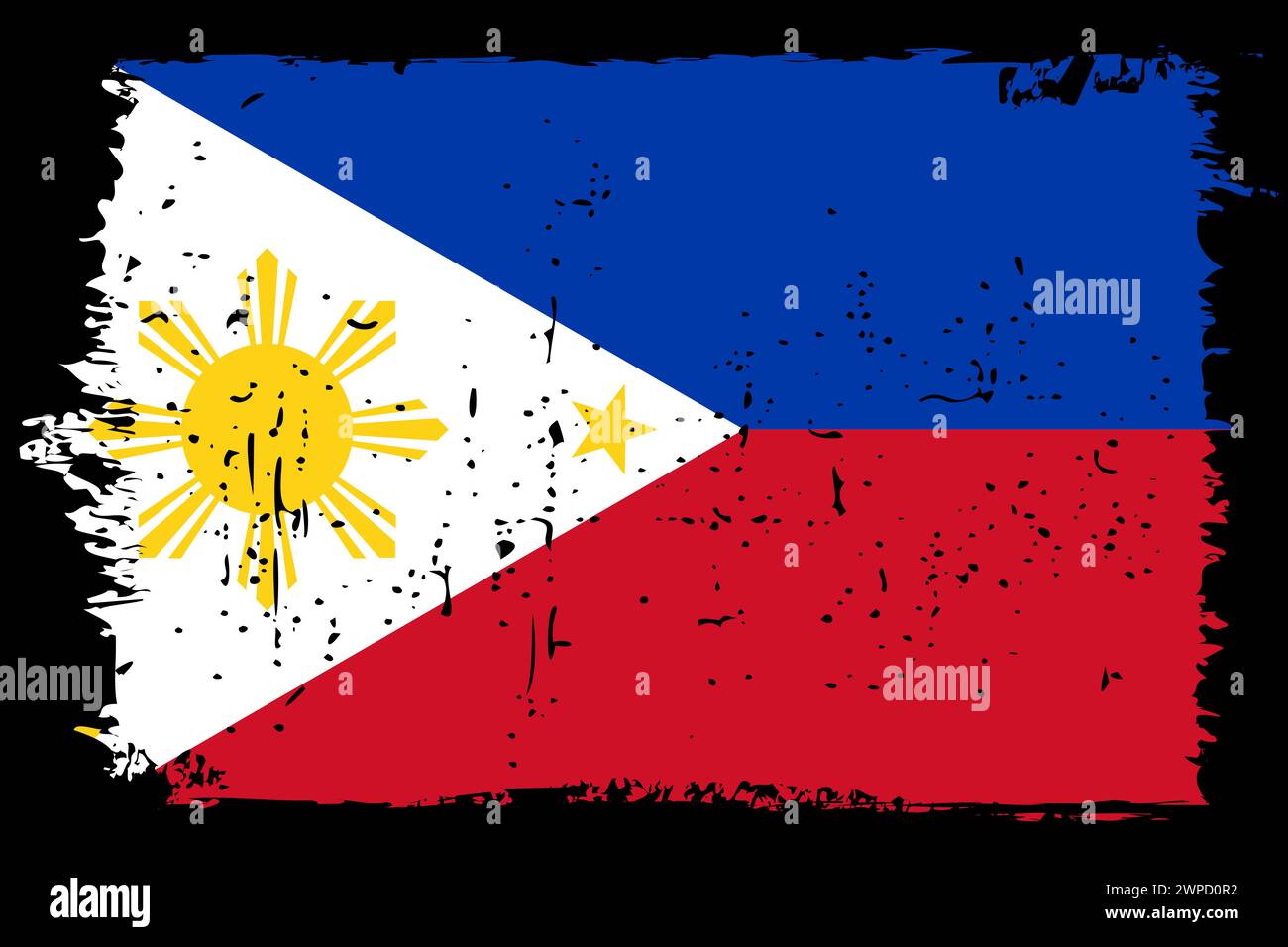 Philippines flag - vector flag with stylish scratch effect and black ...